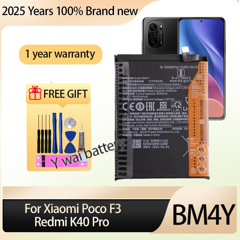 2025 Brand new BM4Y 4520mAh Phone Battery For Xiaomi Poco F3 Redmi K40 Pro K40 Pro Batteries ...