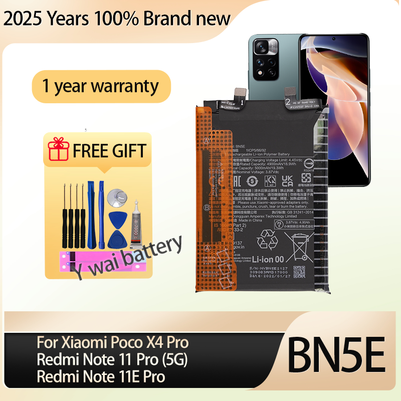 2025 Brand new BN5E 5000mAh Phone Battery For Xiaomi Redmi Note 11 Pro 5G/ 11EPro /POCO X4 PRO ...
