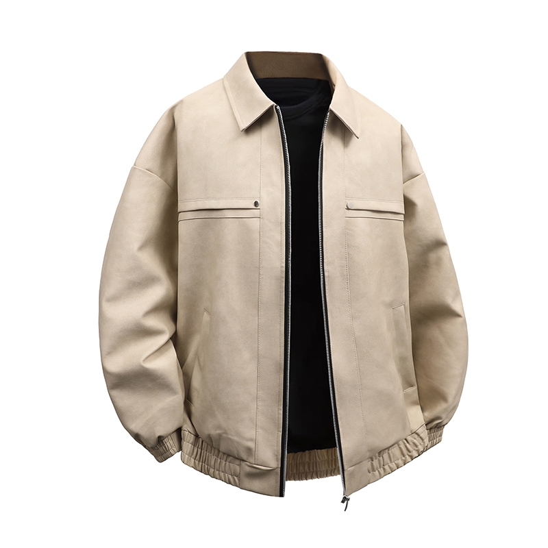 Leather Jacket Fashion Korean PU Jacket Bomber Jacket Zipper Jacket ...
