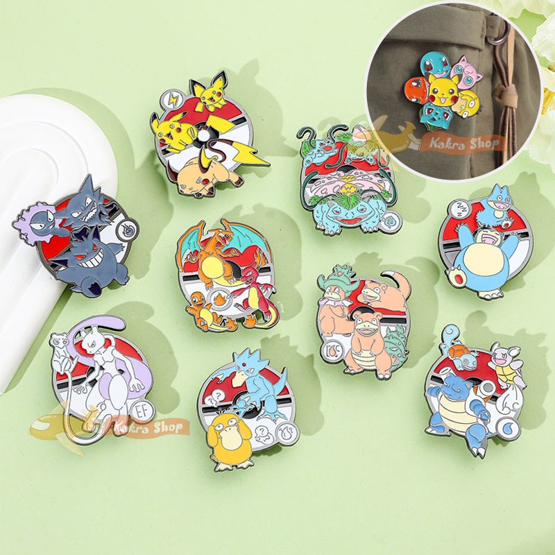 Pokemon Badge Pikachu Mewtwo Charizard Metal Brooch Children DIY Anime ...