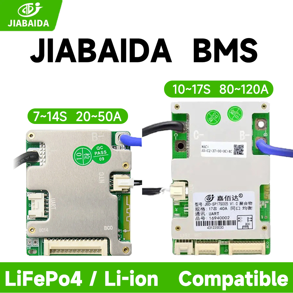 JIABAIDA BMS LiFePo4 Li-ion 8S 24V 16S 48V 10S 13S 14S 17S 20A 30A 40A ...