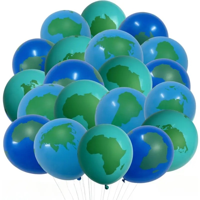 5pcs Earth Balloon Set, 12 inch (about 30.5 cm) blue and green balloons ...