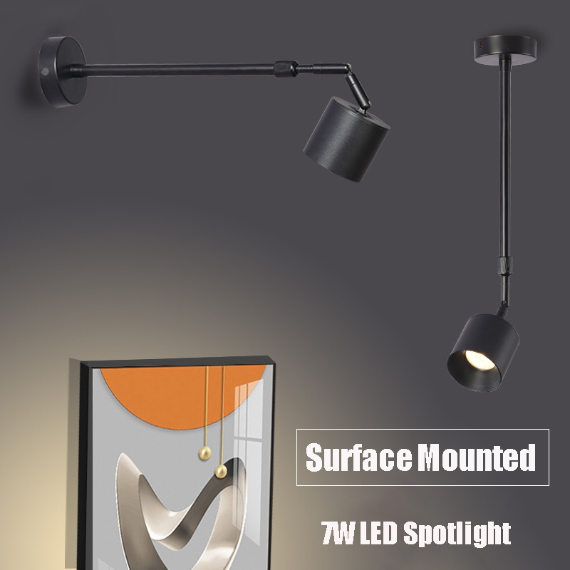 LED Spotlights Wall Mounted Long Pole Track Lights 7W 3000K White Black ...