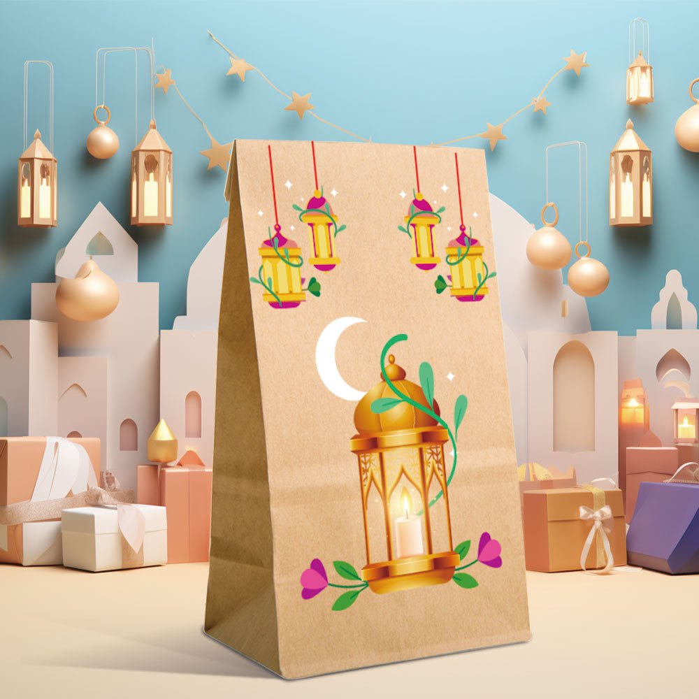 Gift bag, 30-day Ramadan calendar with moon and asterisks and digital ...