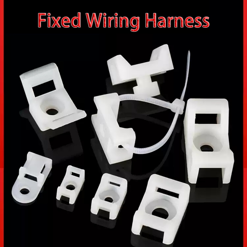 100PCS Cable Tie Fixing Seat Wire Fixing Seat Wire Clip Organizer Screw ...