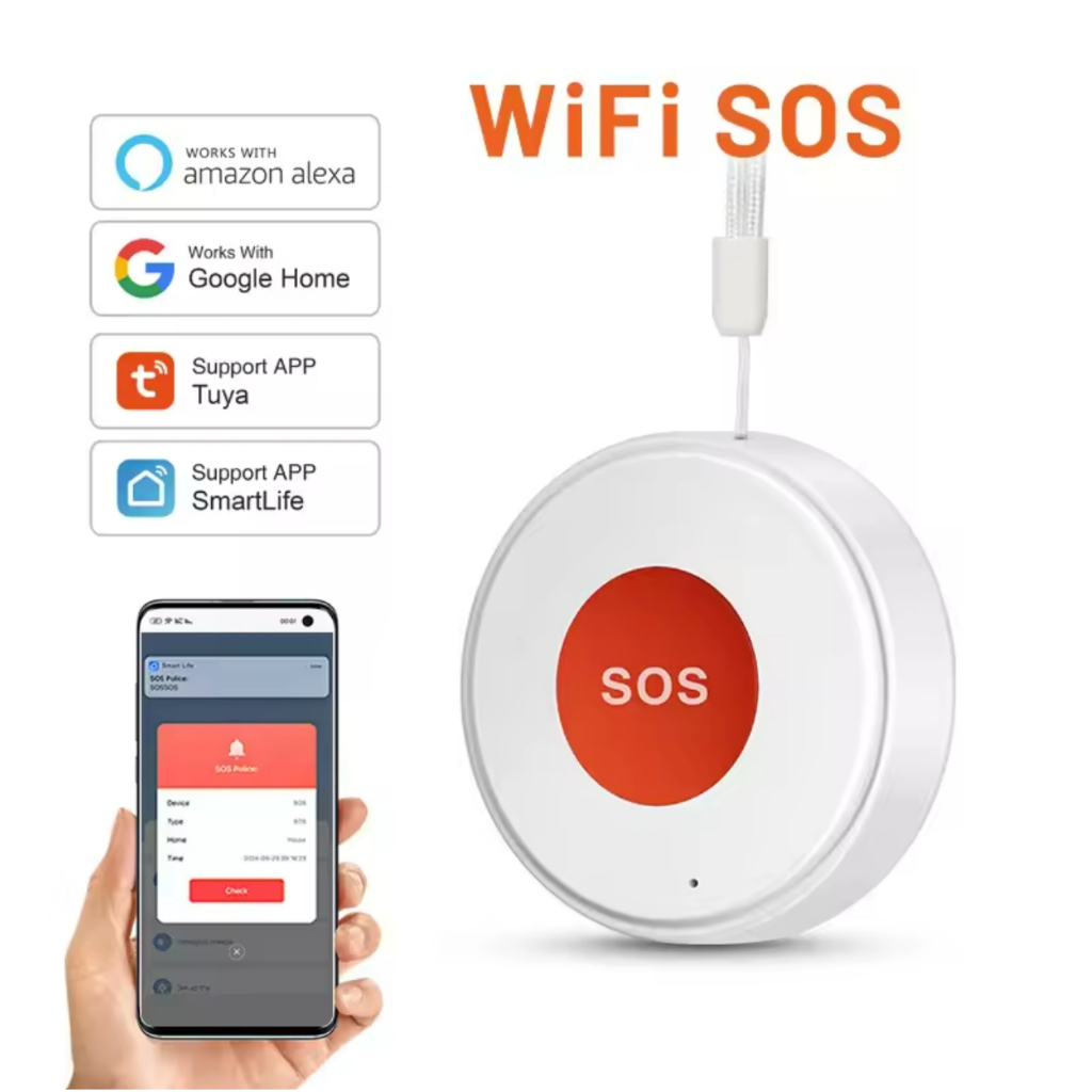 Tuya WiFi SOS Panic Call Button Smart Life APP Rechargeable Battery One ...