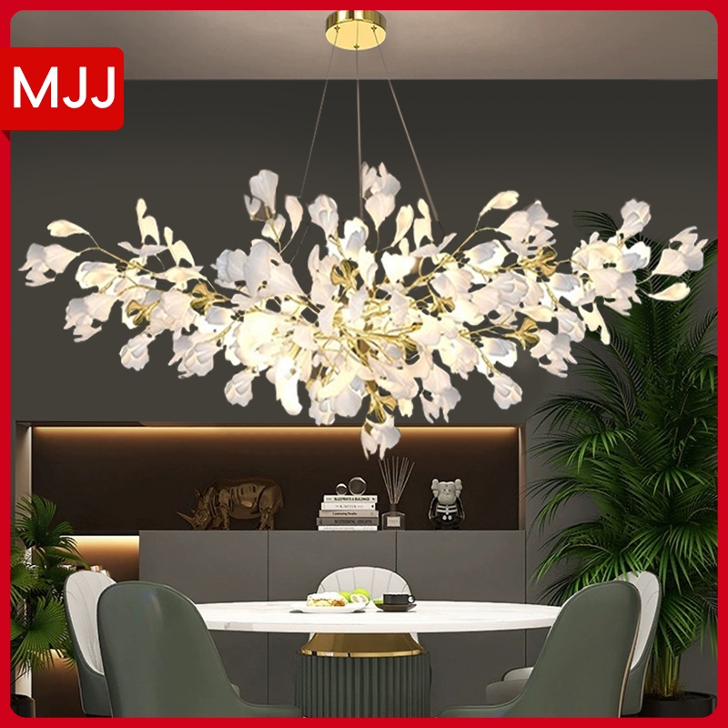 Ginkgo Leaf Living Room Chandelier LED Light Luxury Dining Room ...