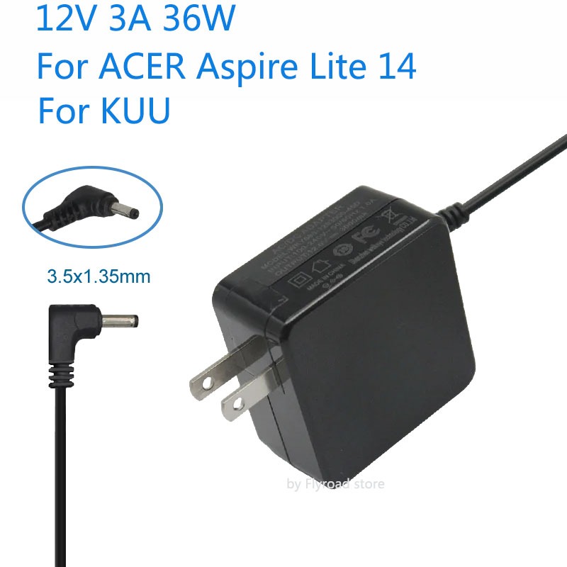 12V 3A 36W 3.5*1.35mm KUU Xbook AC Adapter Laptop Charger For Acer ...