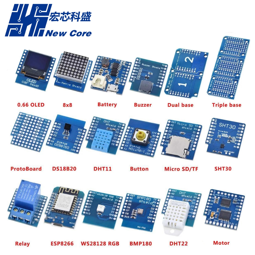 D1 Mini Esp8266 Pro Wifi Nodemcu Data Logger Shield Ds1307 Battery 0.66 ...