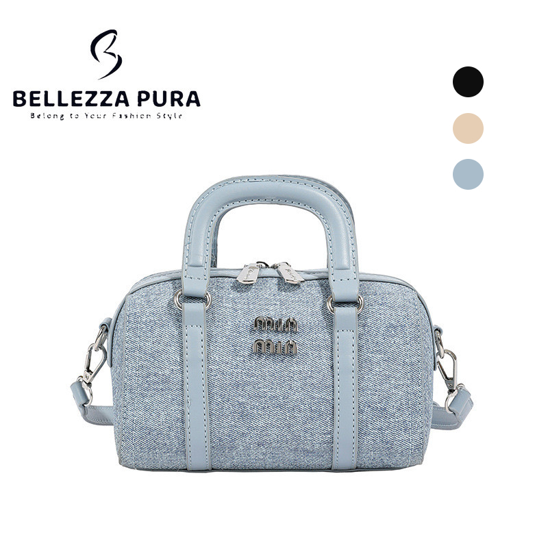 BELLEZZA PURA Jean Bag Handbag Raya 2025 Women Bowling Ball Bag Korean ...