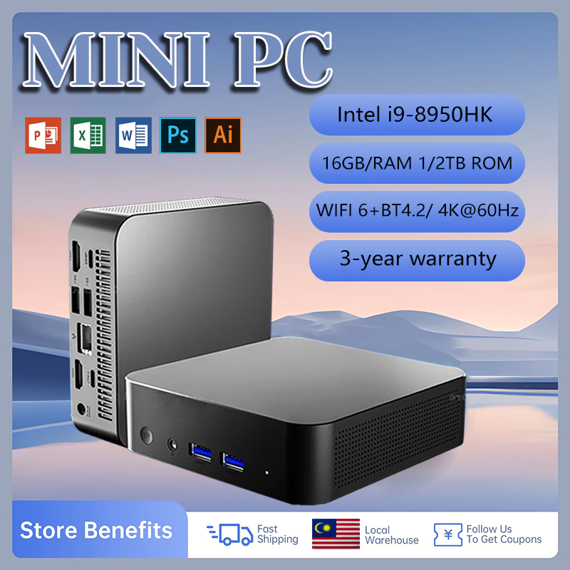 Portable Mini PC Intel Core i9 8950HK Windows 11 Desktop PC 16GB DDR4 ...