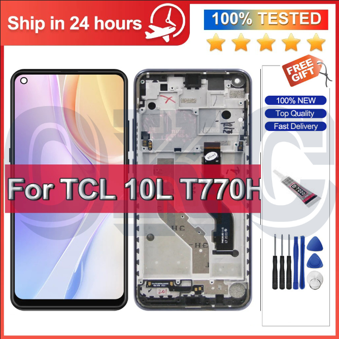 Original For TCL 10L T770H T770B 4187U LCD with Frame Display Touch Screen Digitizer Full Set ...