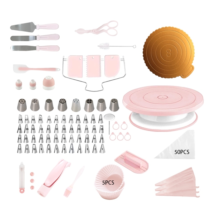 Cake Decorating Supplies Set 140 Pieces Pink Including Used Turntable ...