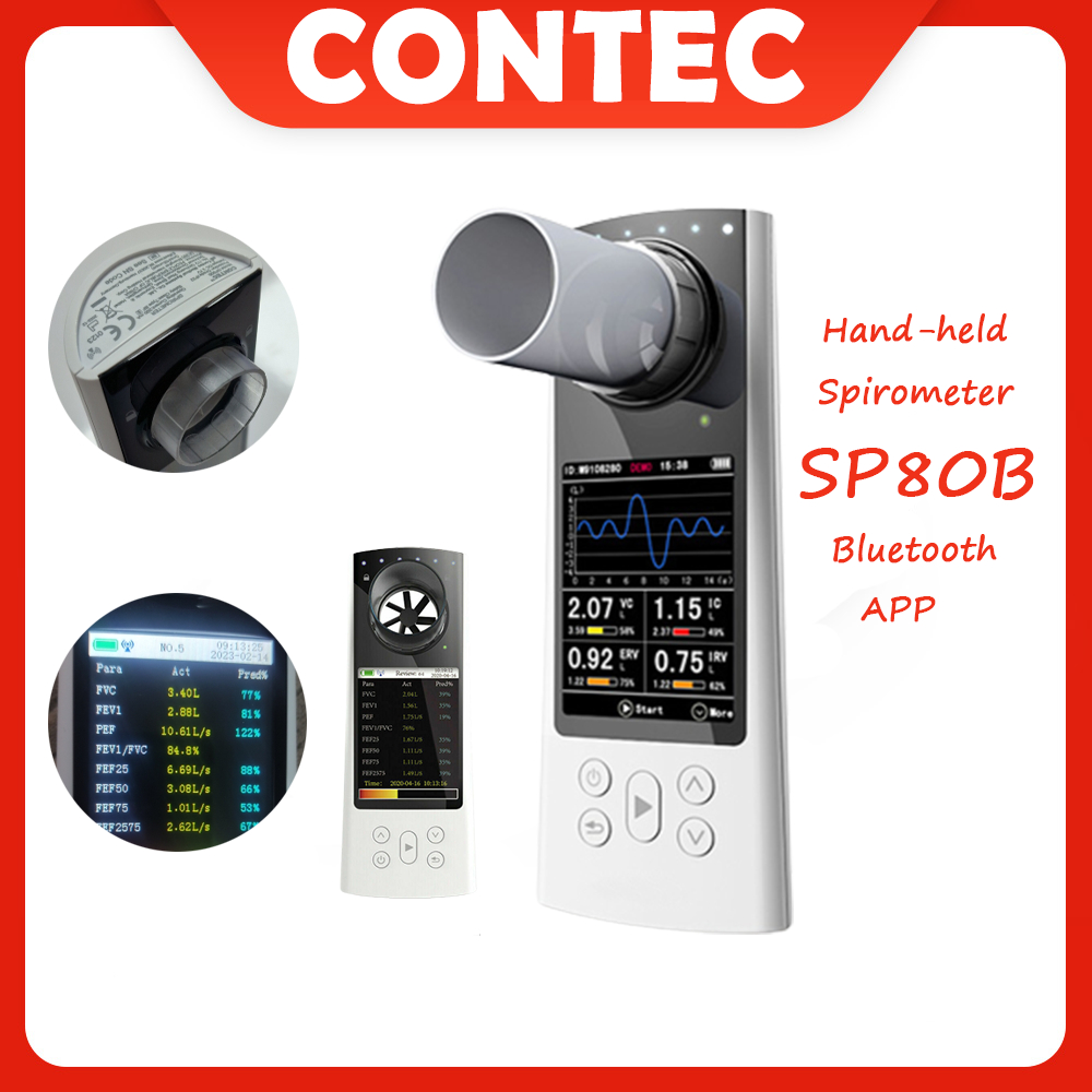 CONTEC SP80B Spirometer Handheld Digital Peak Flowmeter Bluetooth ...