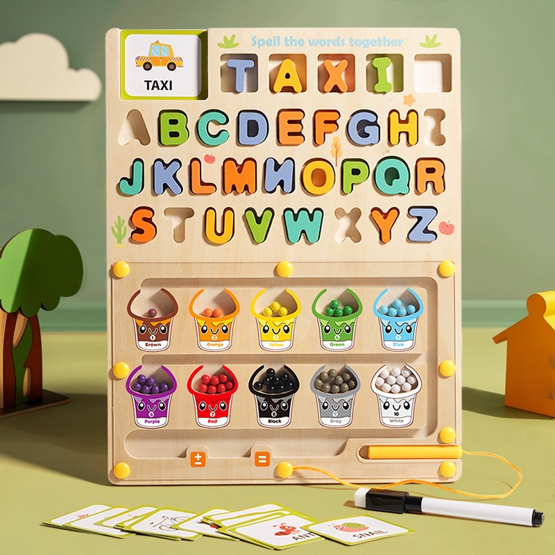 Wooden Magnetic Color Number Labyrinth Board, Montessori Fine Sports ...