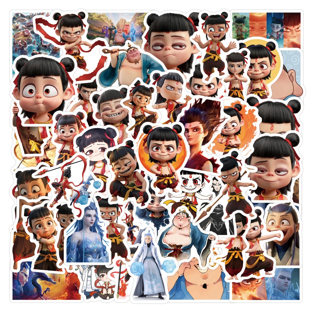 60 Nezha sticker cute Waterproof stickers suit for phone scrapbook door ...