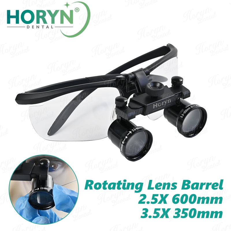 HORYN Dental Loupes 2.5X-3.5X Adjustable Black Magnifier Lab Medical ...