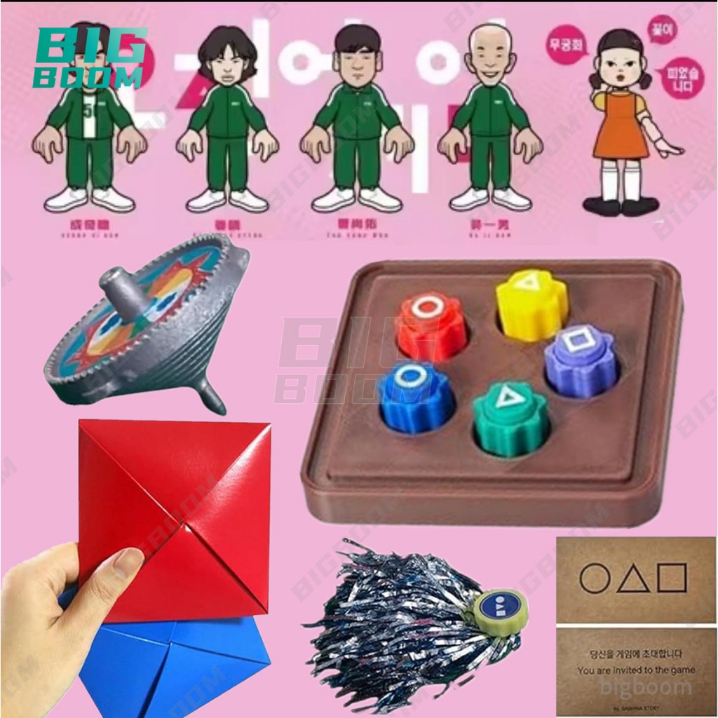 [Toy Set ]Gonggi Squid Game Jackstone/Ddakji/Spinning top/Biseokchigi ...