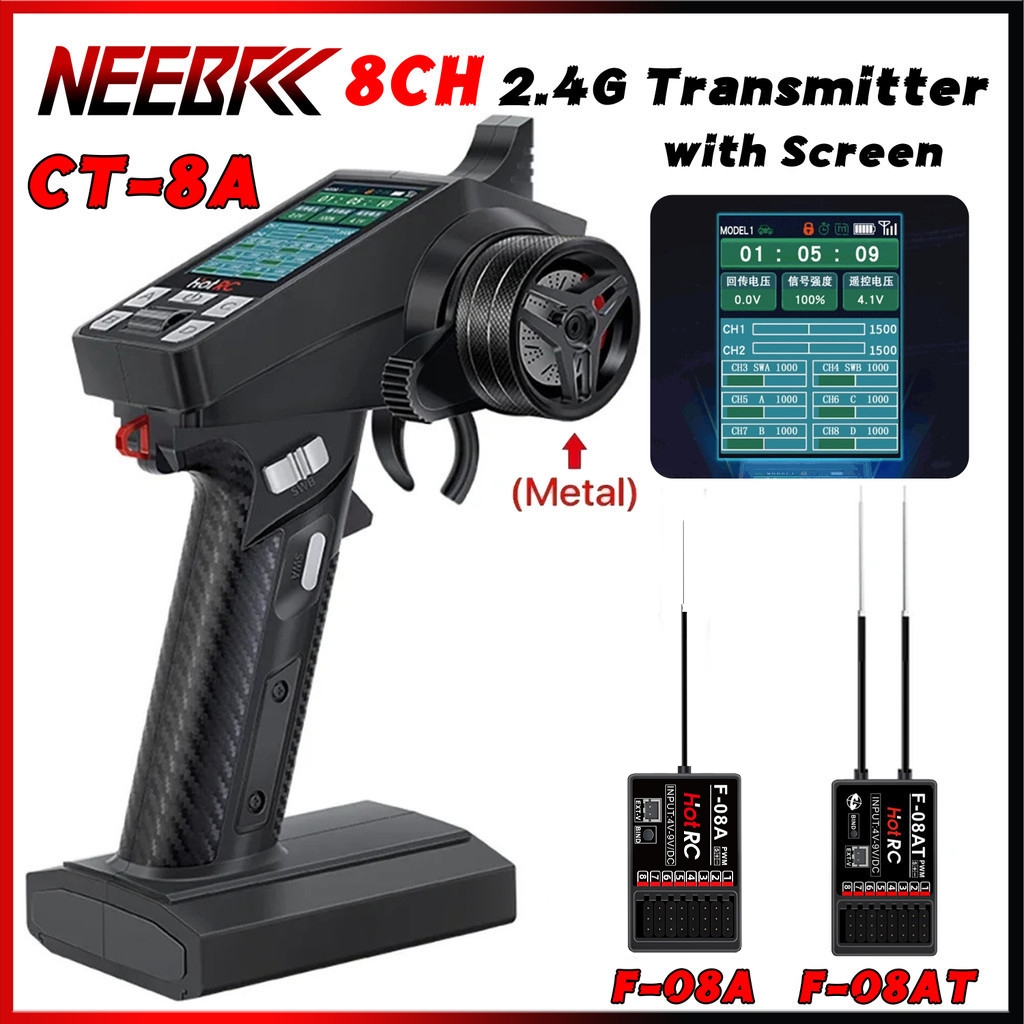 HotRC CT-8A 8-Channel Remote Control 2.4G 8-channel Receiver w/F-08A F ...