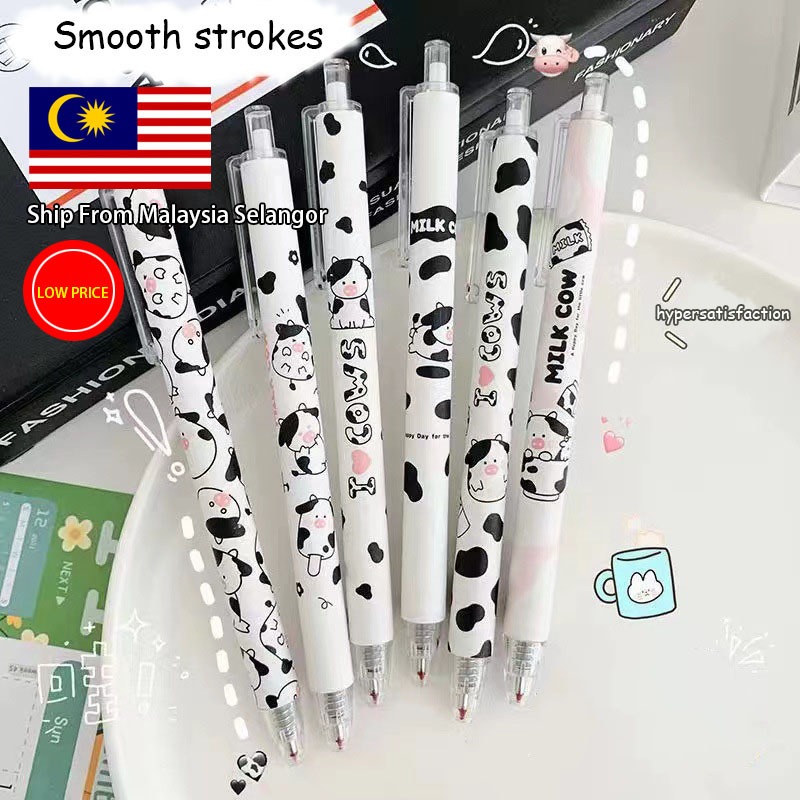 Press the neutral pen 0.5 mm blue Ink Signature Pen Cute Cow Bobo ...