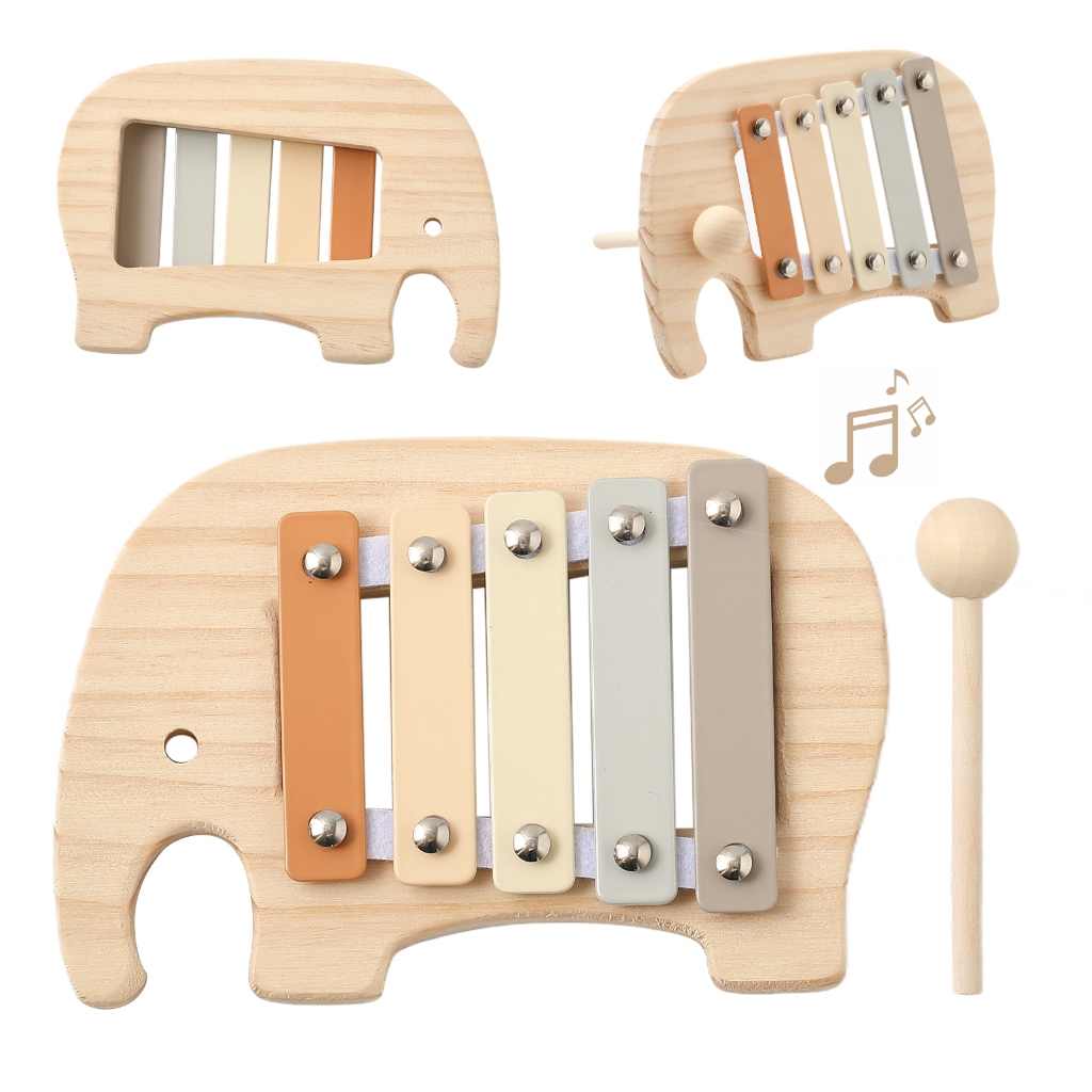 Baby Montessori Toy Cartoon Elephant Percussion Instrument Xylophone ...