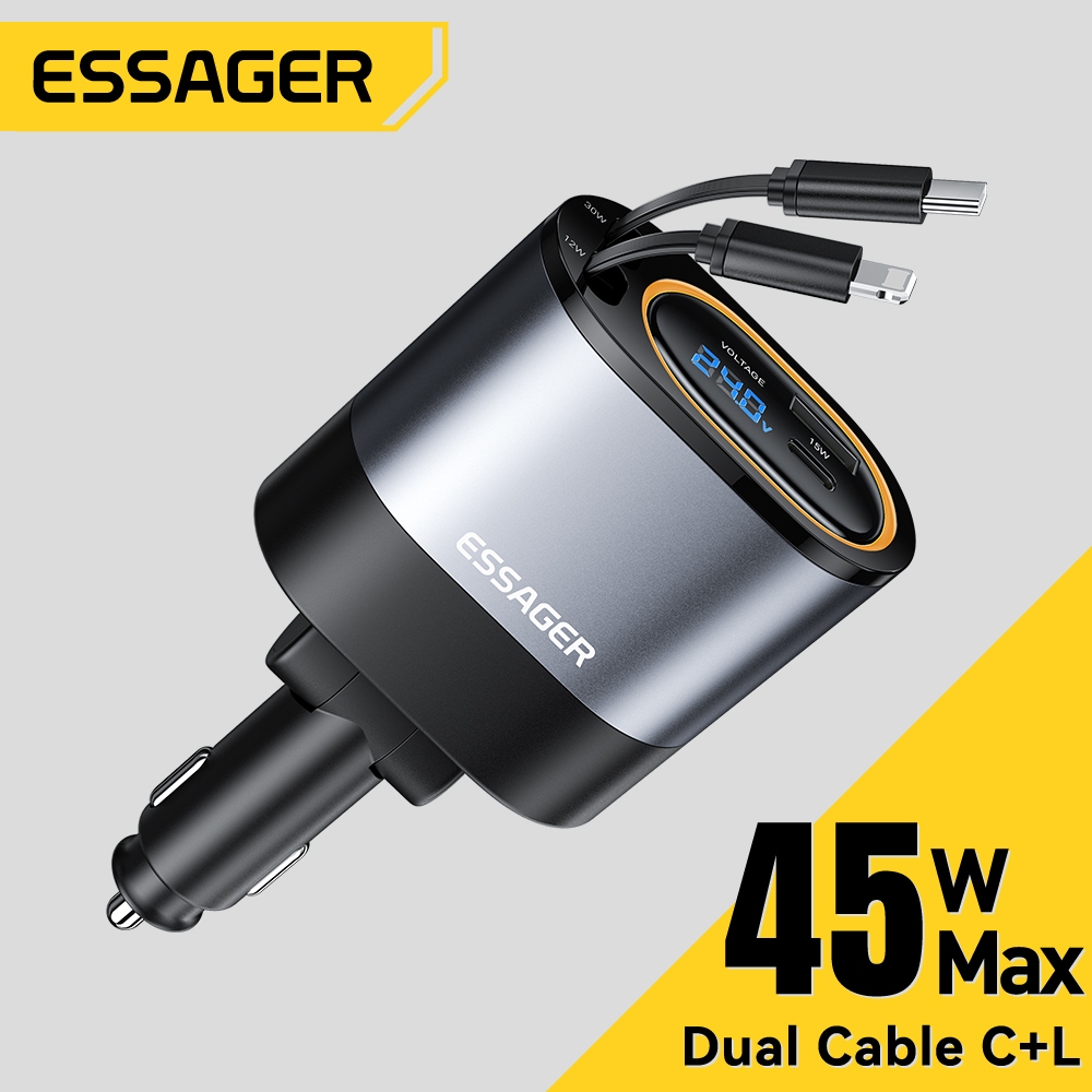 ESSAGER 45W Fast Charging Dual USB-C & USB-A Car Charger with ...
