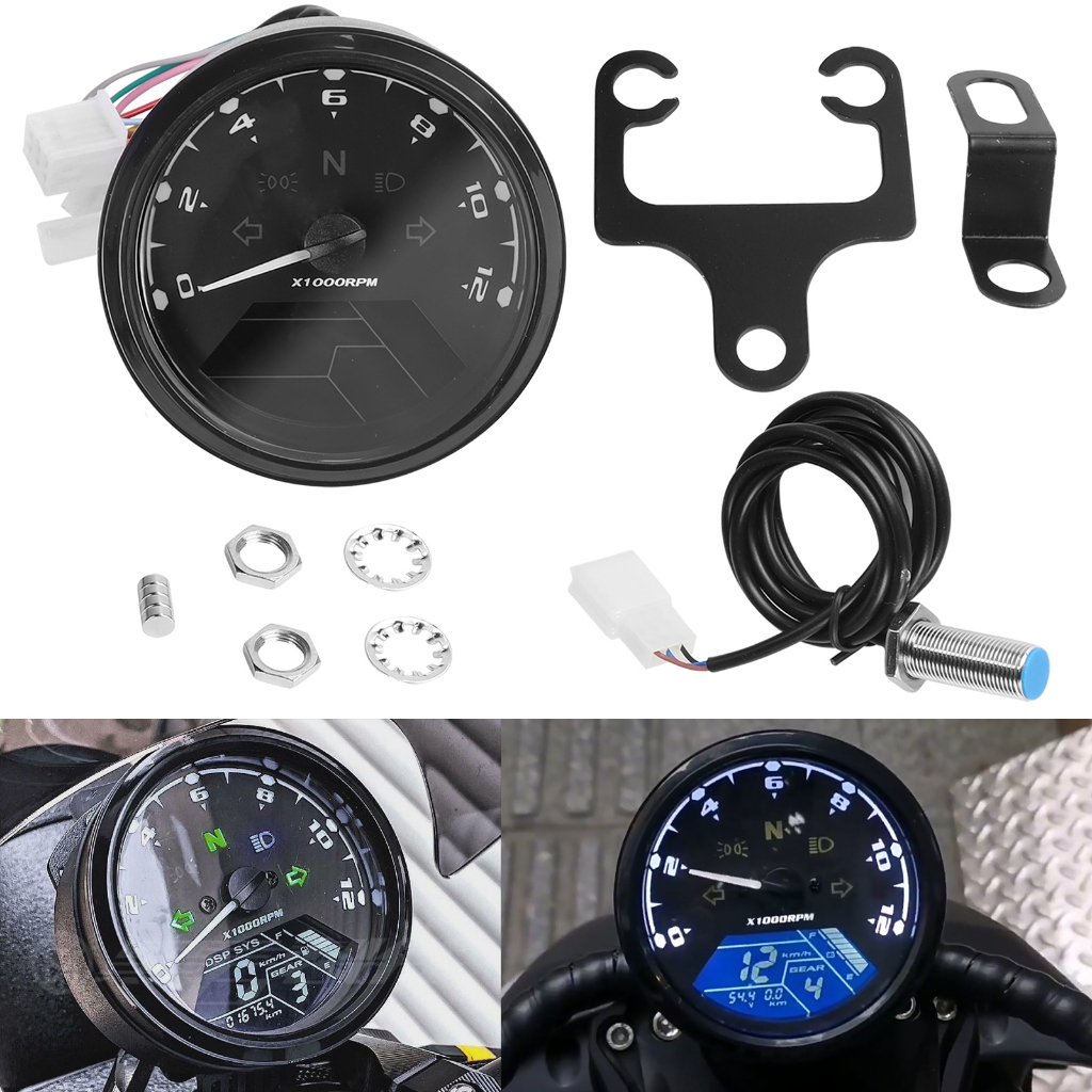 Universal Digital Motorcycle Speedometer Odometer Gauge Backlit Dual ...