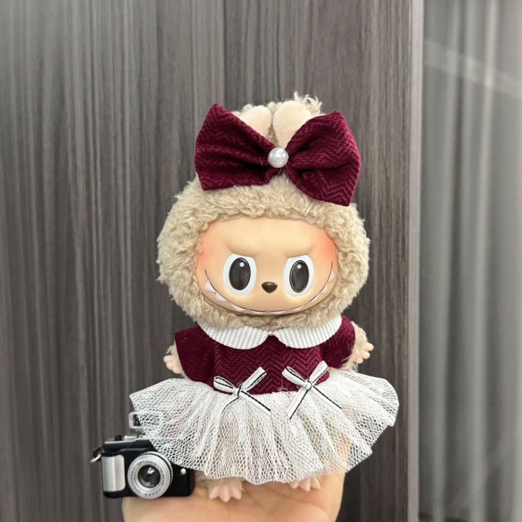 (Cloth Only)17CM Labubu Doll Clothes Vintage Painter Outfit with Retro ...