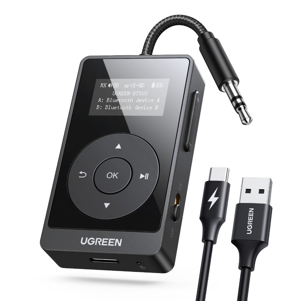 UGREEN 2 in 1 Bluetooth 5.3 Screen Receiver Transmitter OLED High ...