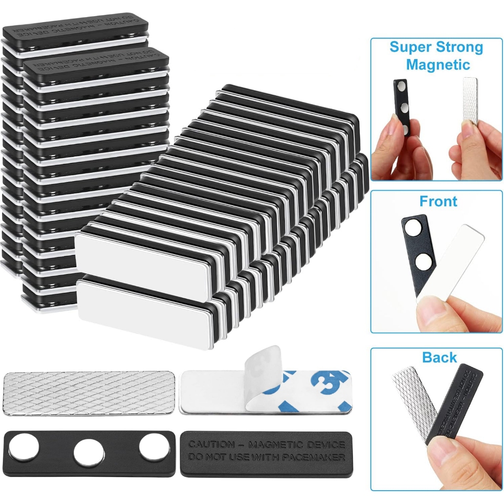 No-Pin Design Name Tag Magnets (3 Badge Holder Magnets), Adhesive Two ...