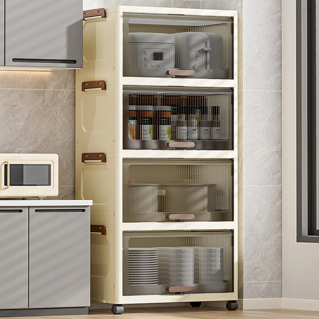 L52cm (3-6 Layers) Stackable Foldable Storage Box Cabinet with Flip ...