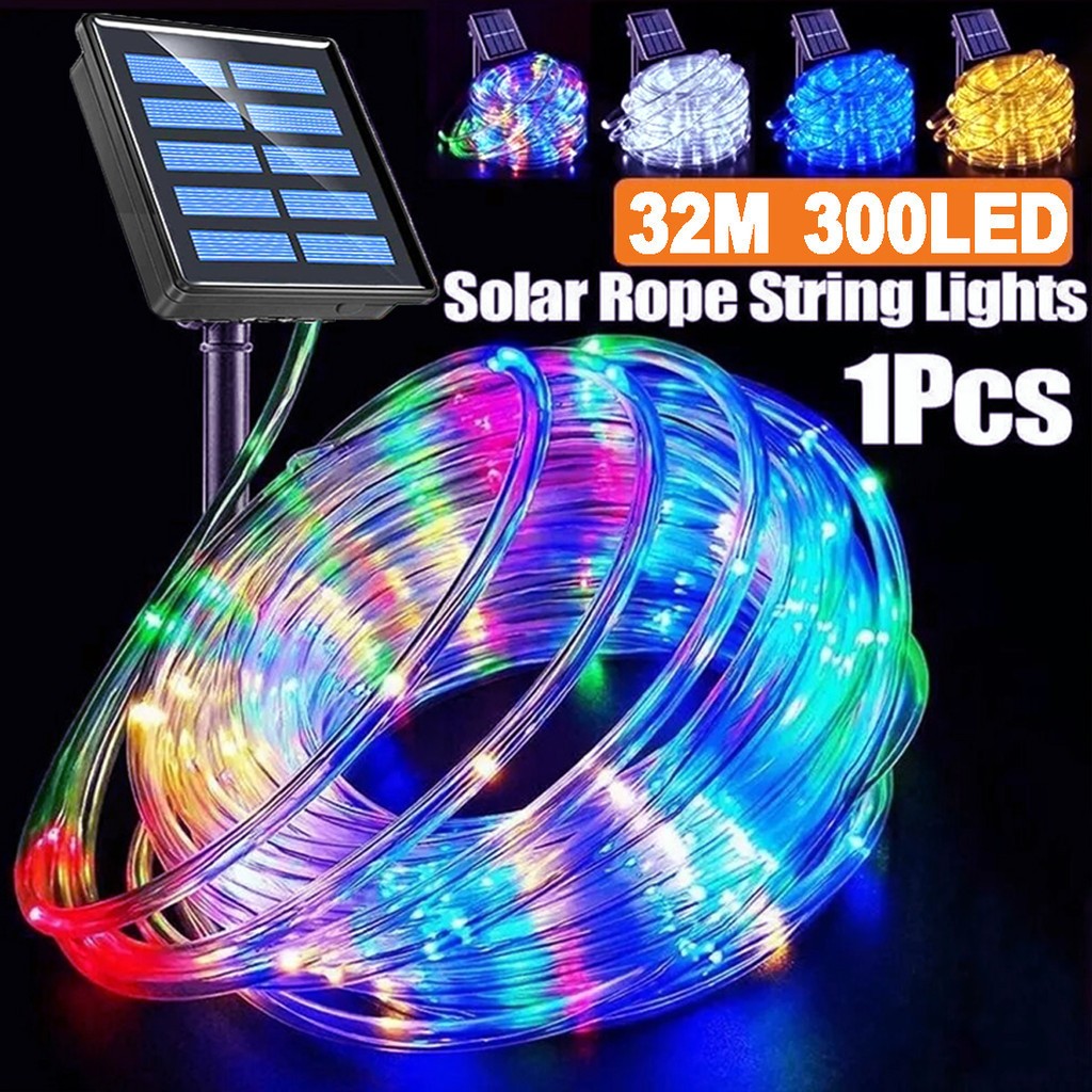 32M 300LED lampu raya solar Outdoor Waterproof PVC Rainbow Tube Fairy ...