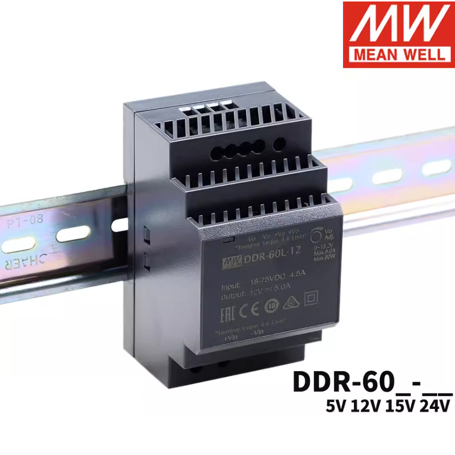 MEAN WELL DDR-60 DDR-60G-5/12/15/24 Series Power Supply 60W Slim DIN ...
