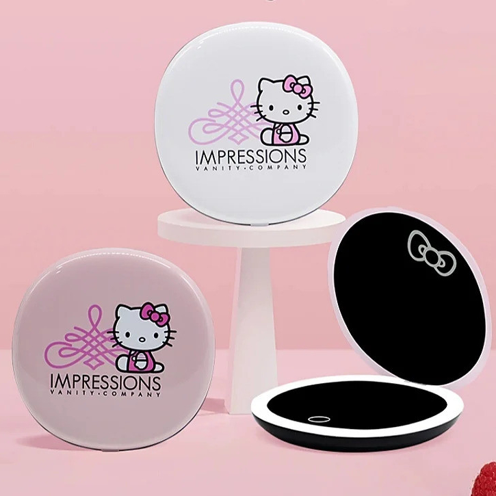 Hello Kitty Portable Small Round Mirror with LED Light - Handheld ...