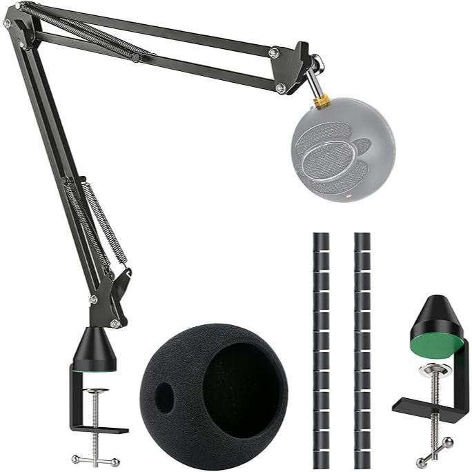Microphone Stand with Foam Cover - Mic Boom Arm Stand Pop Filter ...