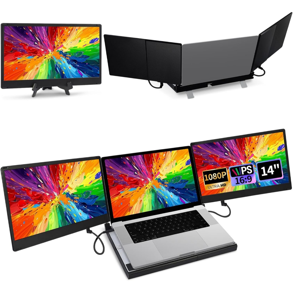 F3 Triple Screen Laptop Screen Extender 14'' Laptop Monitor Extender ...