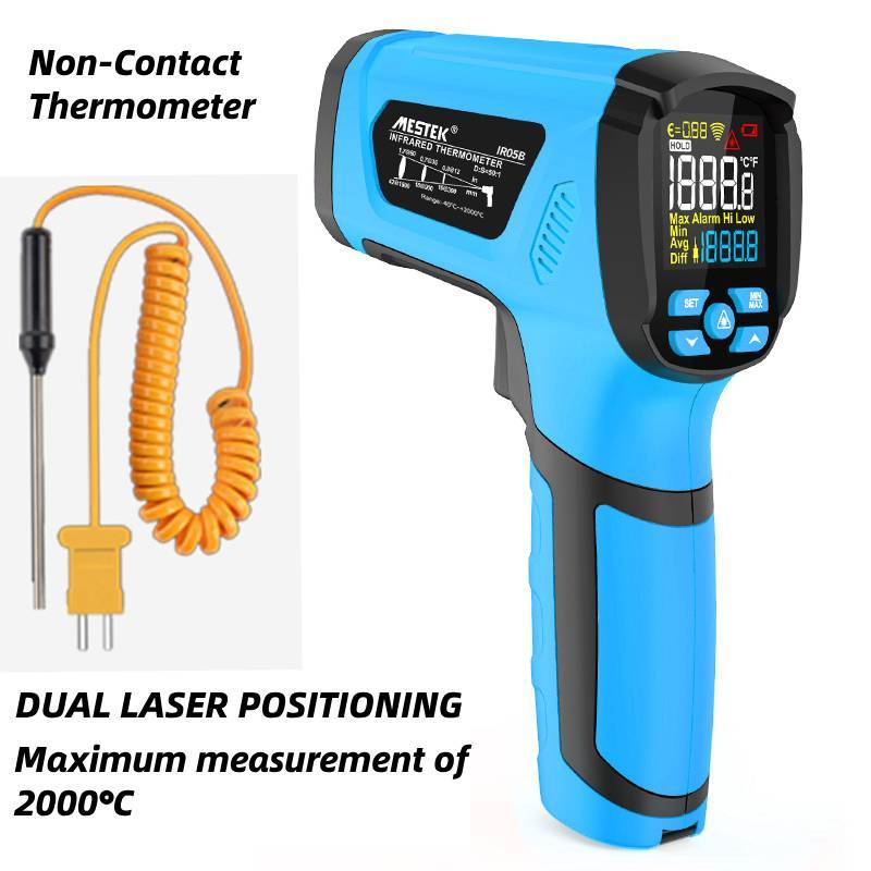 Mestek Infrared Thermometer Gun IR05B Dual Laser Points High Object Distance-40~1600°C HD Color ...