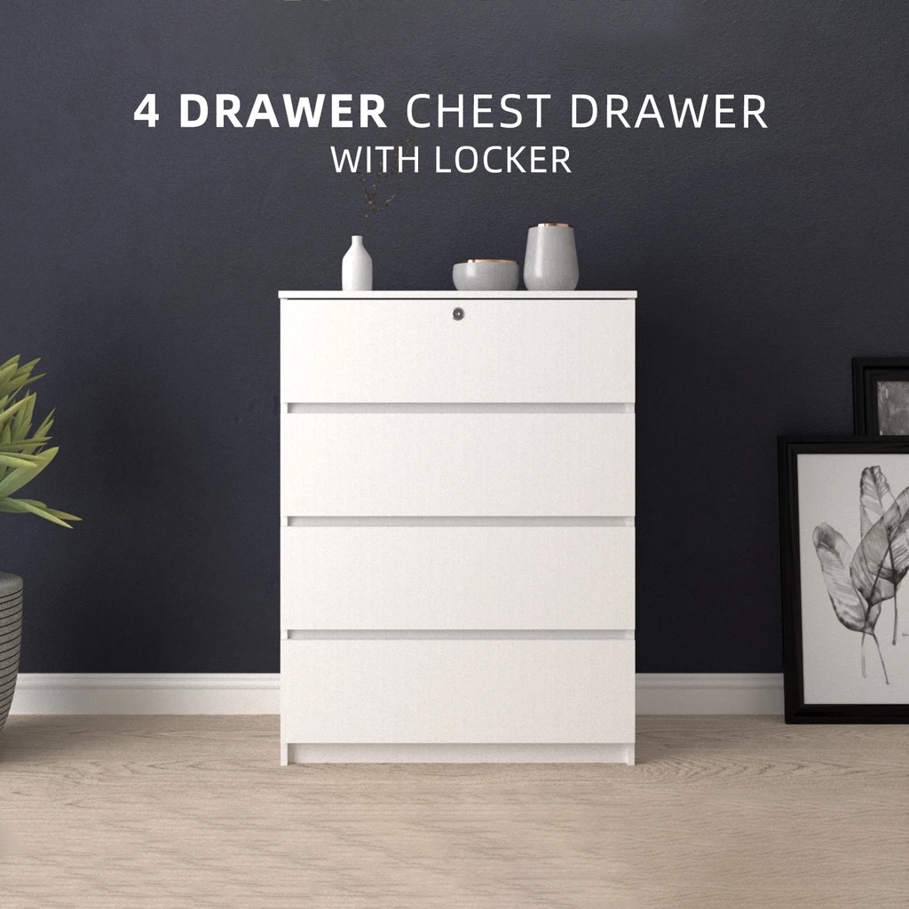 [105CM XL] 4 Layer Chest Drawer Papan Tebal Almari Laci Almari Baju 4 ...