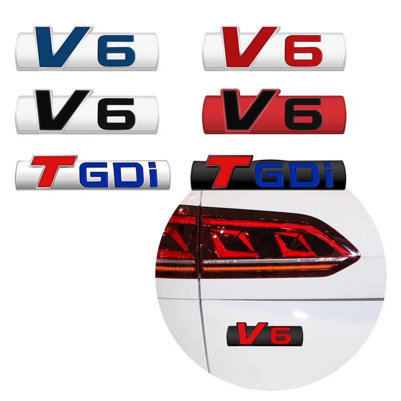 3D Metal TGDI V6 Logo Car Sticker Body Fender Trunk Emblem Badge Decal ...