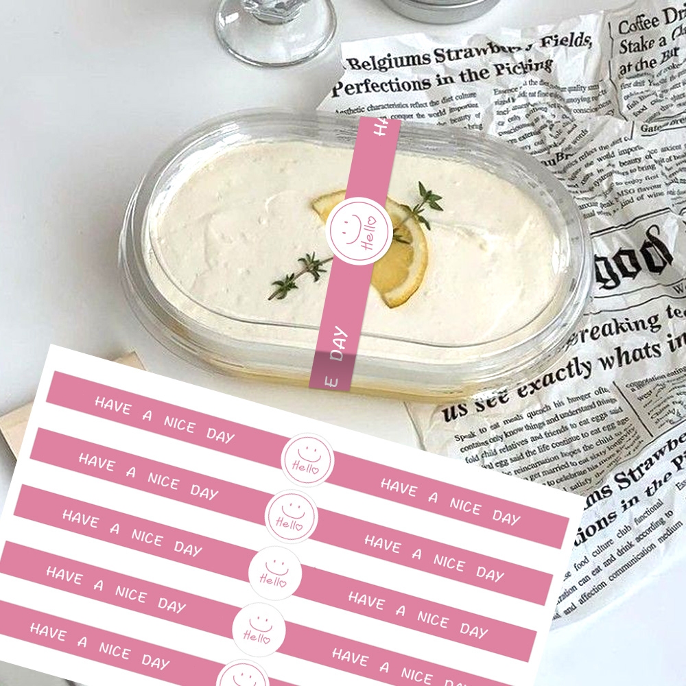 50 Pcs/Pack Long Style "Have a Nice Day" Self-Adhesive Stickers Baking ...