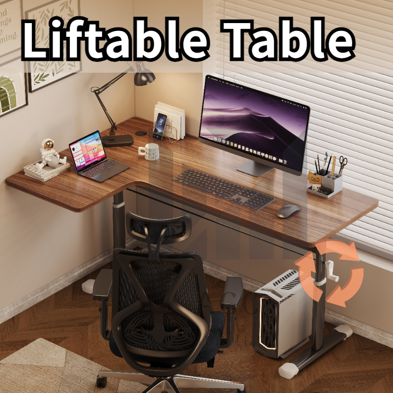 【ACC】 Lifting Working Table L Shape Computer Table Standing Table ...