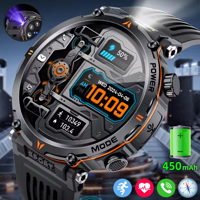 LIGE HT30 Smart Watch Men Compass LED Flashlight 600mAh IP68 Waterproof ...