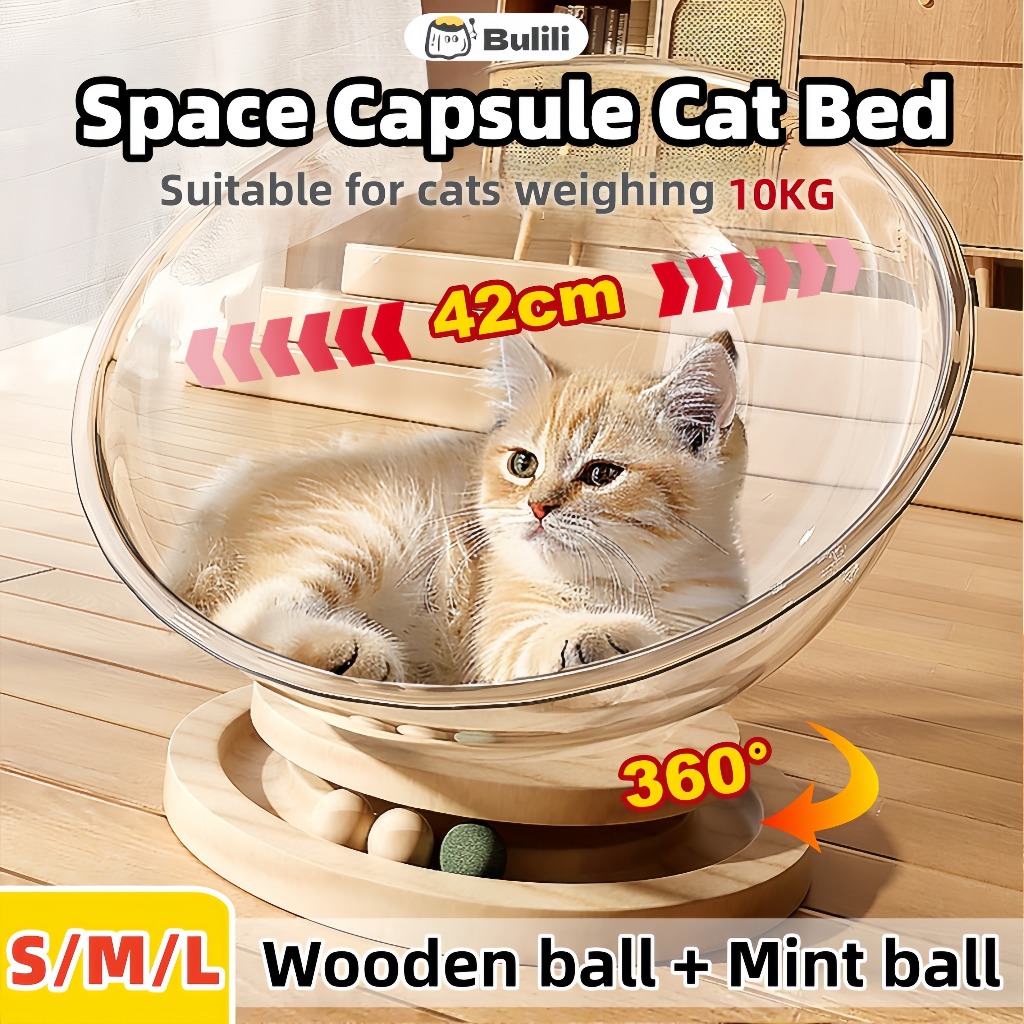 2 in 1 Space Capsule Cat Bed Cat Nest Bed with Track Balls Toy ...