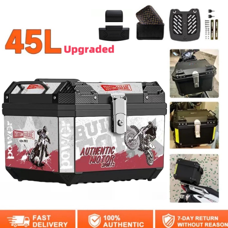 Top Box 45L/57L Motorcycle Safety Lock Waterproof Tail Universal ABS ...