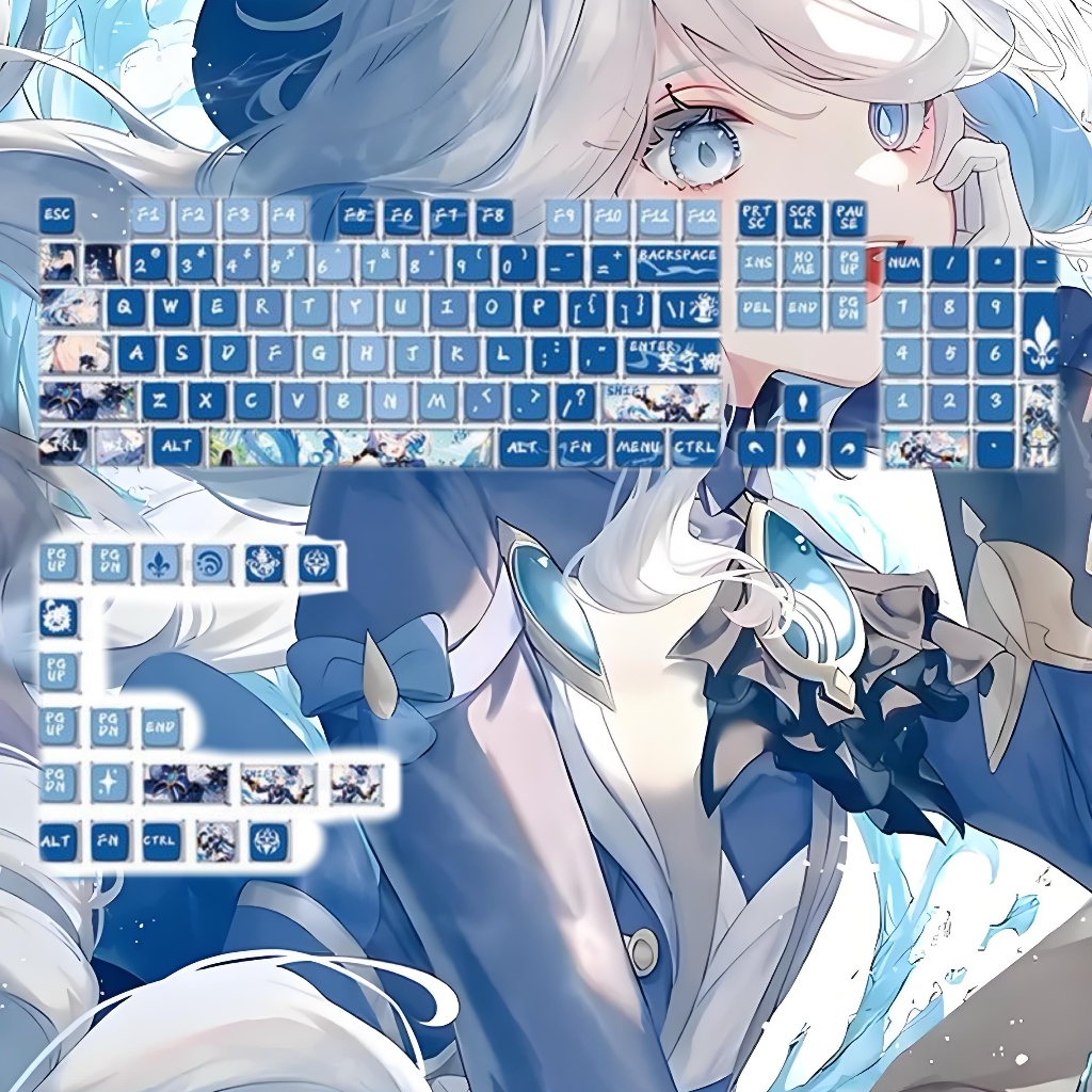 Genshin Impact Furina Keycaps 125 Key Pudding Keys Translucent PBT ...