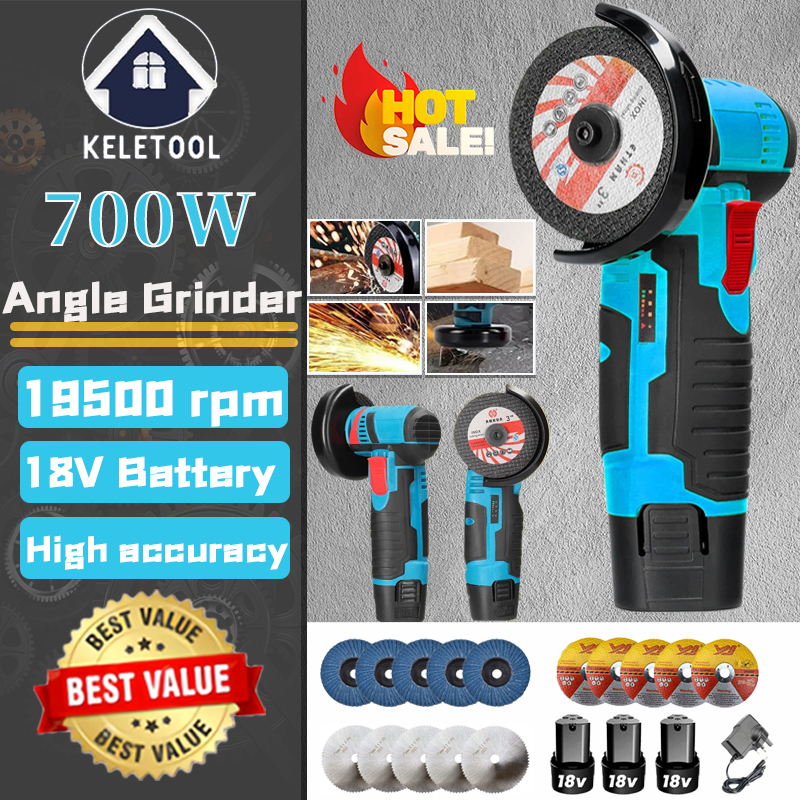18V Rechargeable Cordless Angle Grinder portable Electric Angle Grinder ...
