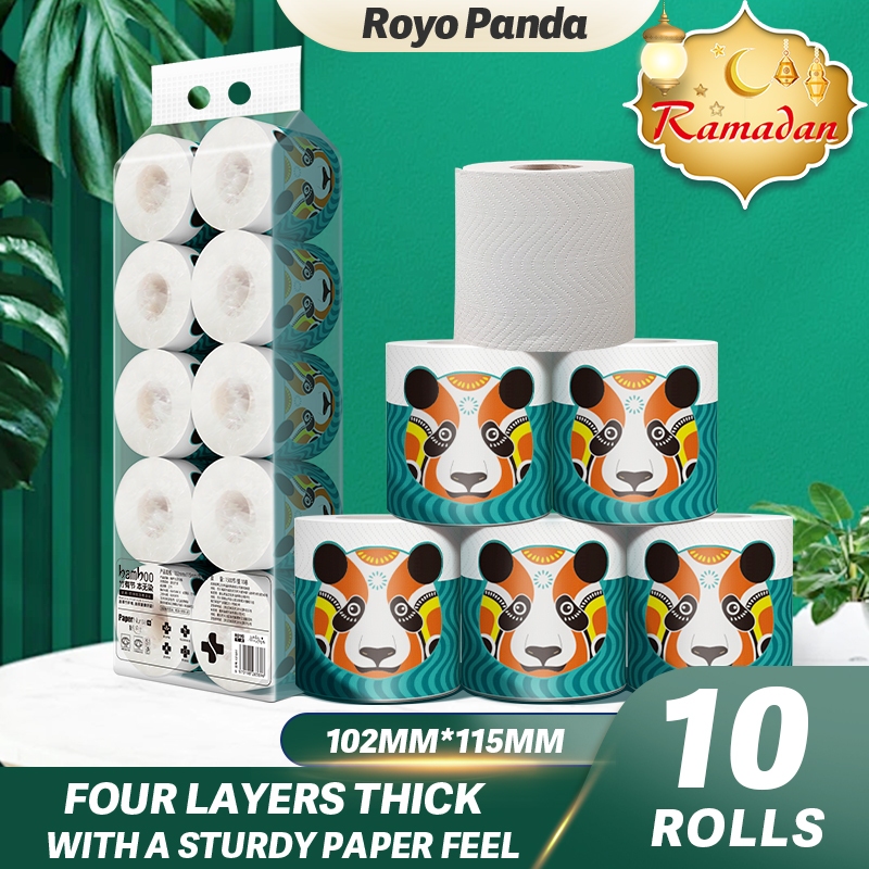 【10Gulung】Royo Panda Water Soluble Toilet Paper Gulungan Tissue Soft ...