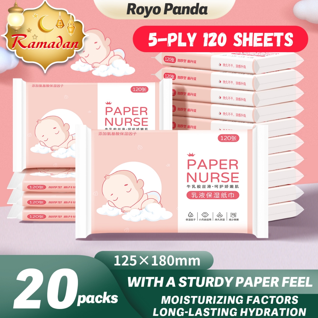 【20 Packs】Royo Panda Tissue paper for babies and mums Baby Wipes Tissue ...