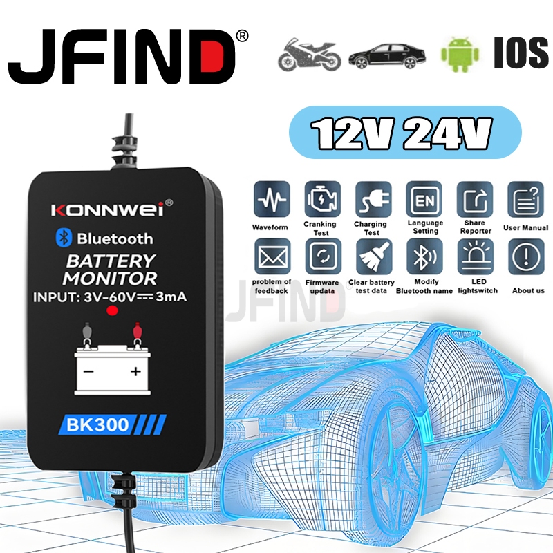 KONNWEI BK300 24V 12V Car Motorcycle AGM Lithium Battery Voltage ...