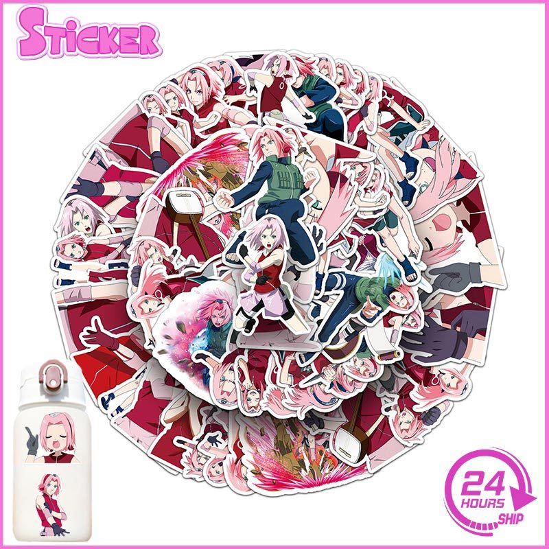 100 PCS Haruno Sakura Cartoon Stickers Anime Waterproof Vinyl Laptop ...